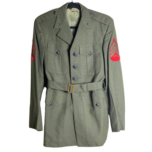 USMC Uniform Jacket Serge Green Wool Belted 1967 Military Mens S | eBay