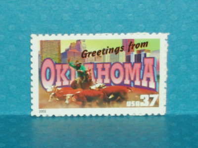 SINGLE 37c "Greetings from Oklahoma " Vintage US Postage Stamp - No ...