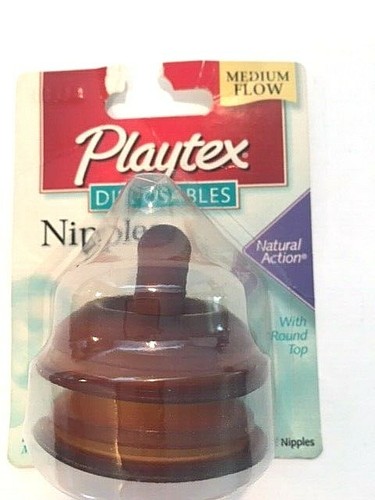 PLAYTEX 2001 MEDIUM FLOW NATURAL ACTION FLAT TOP NIPPLES DISCONT HARD ...