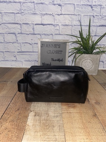 Massei Black Leather Zip Toiletry Bag Made In ITALY | eBay