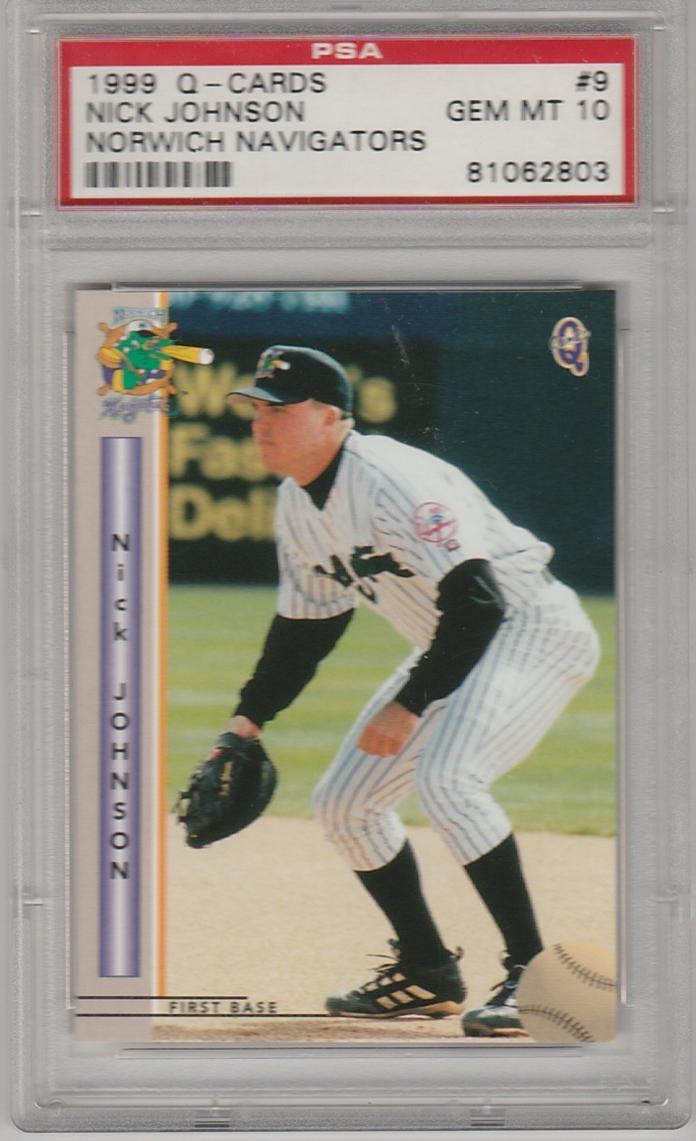 1999 Q Cards Nick Johnson #9 Norwich Navigators NY Yankees PSA Gem Mint ...