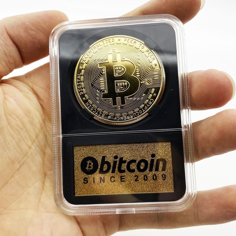 24K Gold Bitcoin Cryptocurrency Coin Collectible Bitcoin Plaque ...