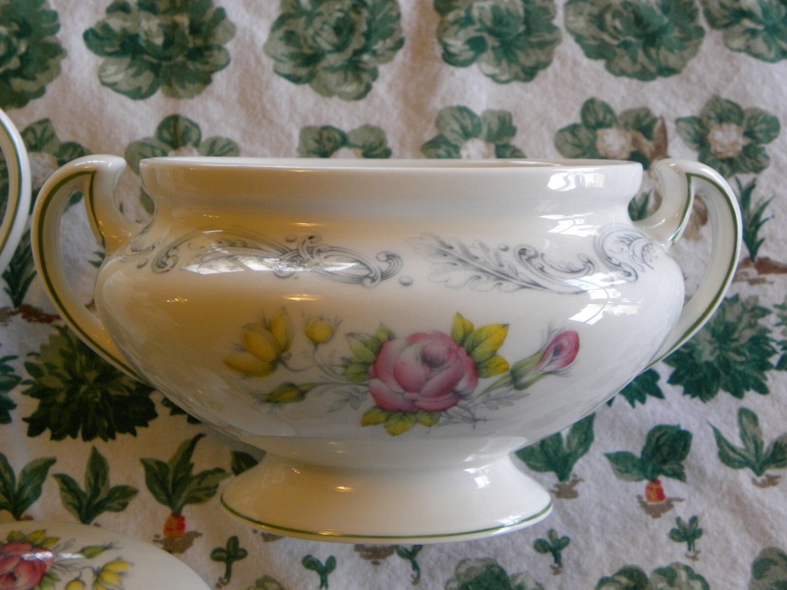 ROYAL DOULTON bone china CHANTILLY ROSE pattern ~ Cream & Covered Sugar ...