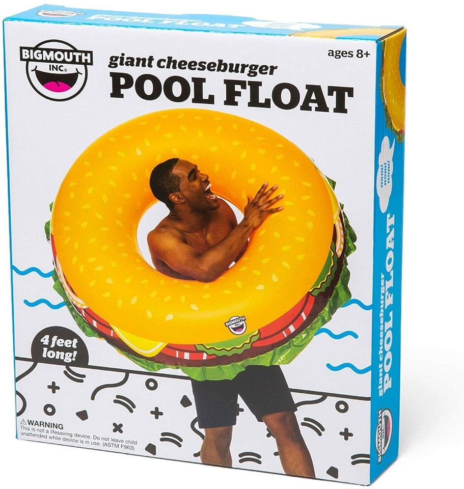 THE CHEESEBURGER Pool Float Tube - Inflatable Swimming Vinyl Raft - BigMouth Inc | eBay