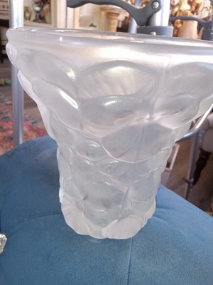 Joseph Inwald Barolac Czech Art Deco Frosted Pressed Glass Pansies Vase ...