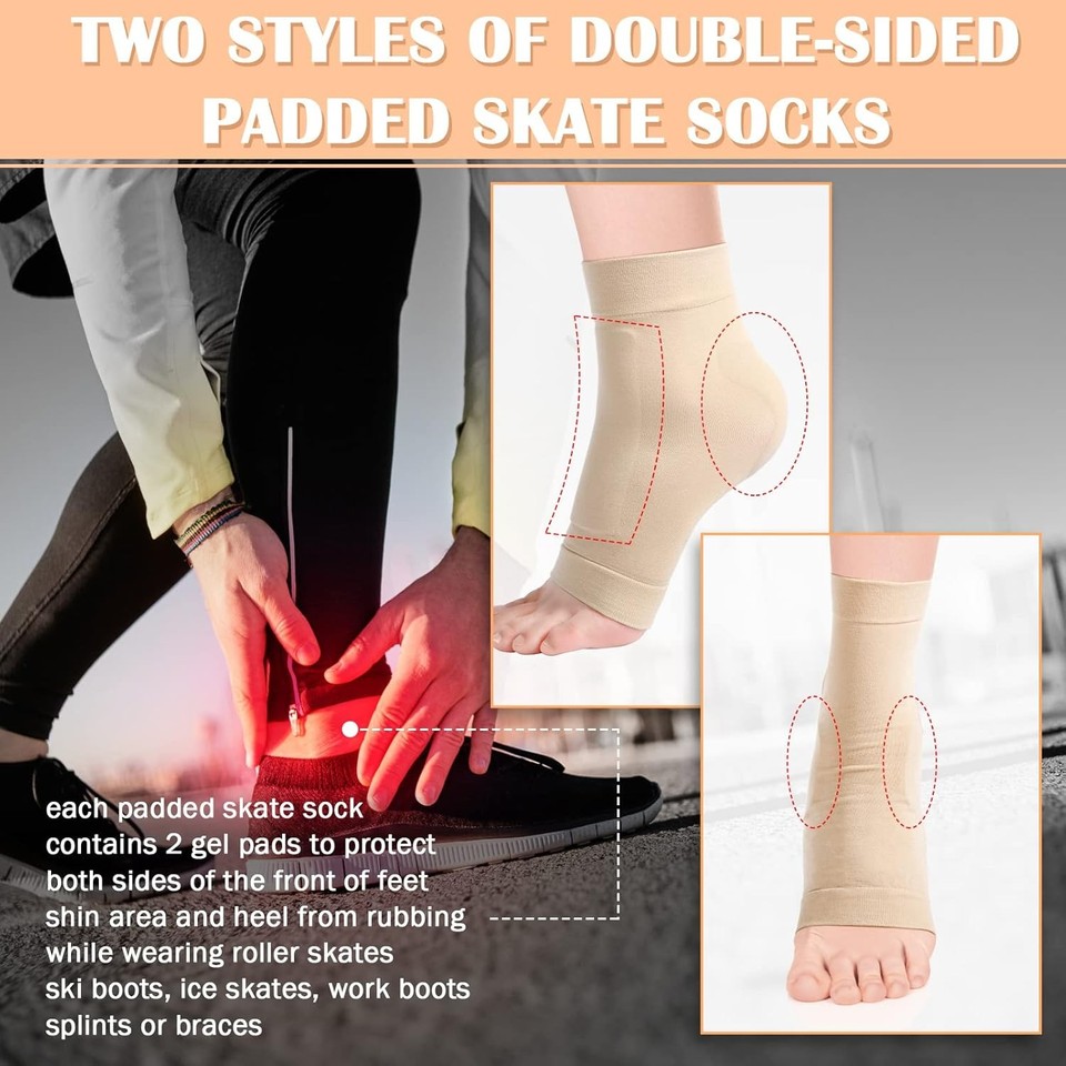 2 Pairs Ice Skating Socks Women Figure Skating Protect Tendon Heel ...