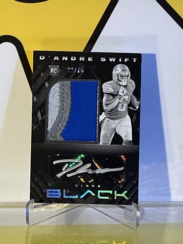 D’andre Swift 2020 Panini Black Autograph Silver Ink 22/75 3 Colors In ...
