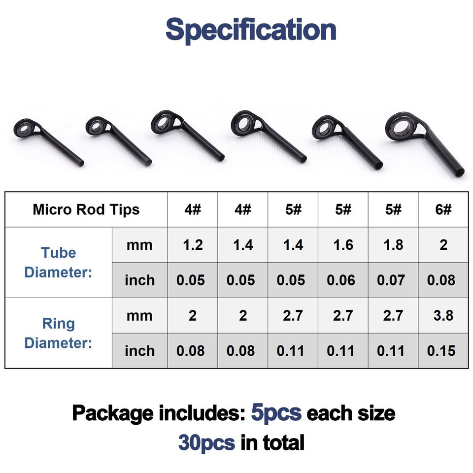 Micro Rod Tips Repair Kit - 30pcs Baitcasting Rods Fishing Rod Tip ...