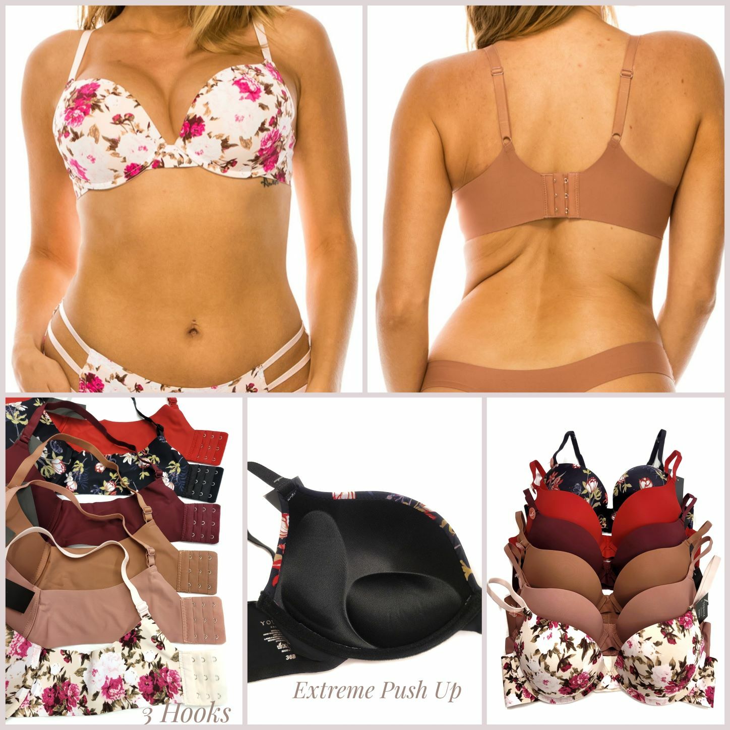 Extreme Ultimate Extra Lift Padding Invisible Laser Cut 3 Band Hook Push Up Bra | eBay