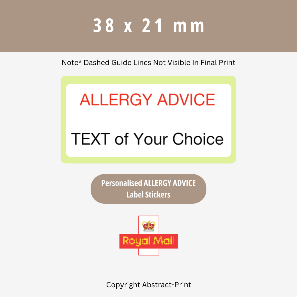 455 Personalised ALLERGY ADVICE Self Adhesive Labels Allergen Stickers ...