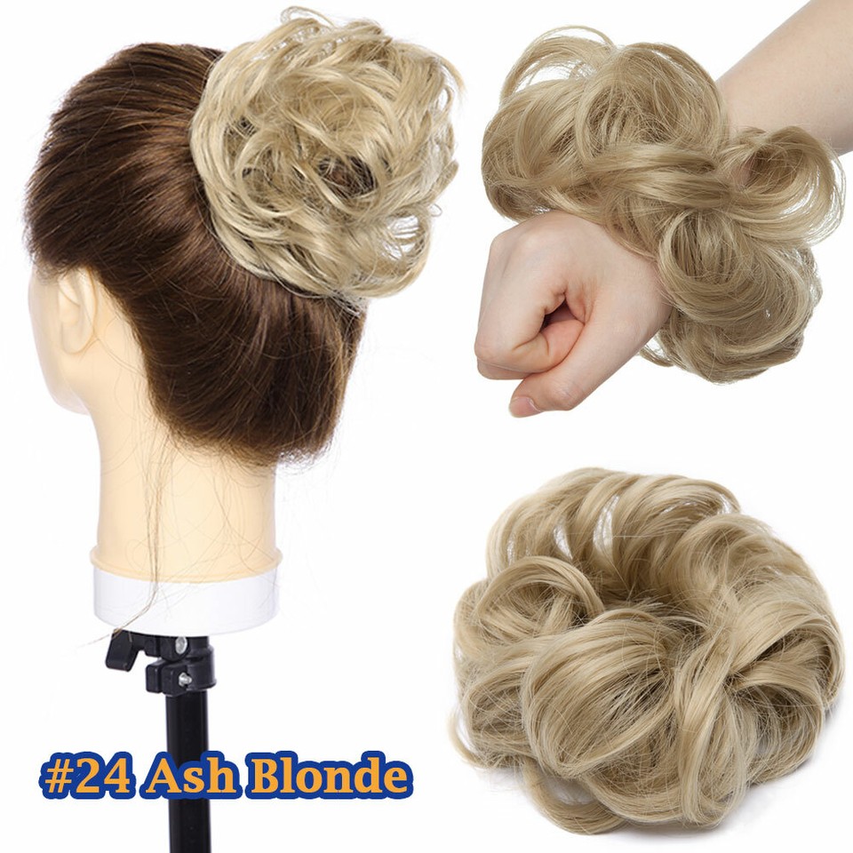 Thick Messy Rose Bun Curly Scrunchie Hair Extensions Natural Updo ...