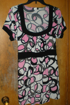 Dynamite Pink Black White Print Top Size Medium w/ Short Sleeves | eBay