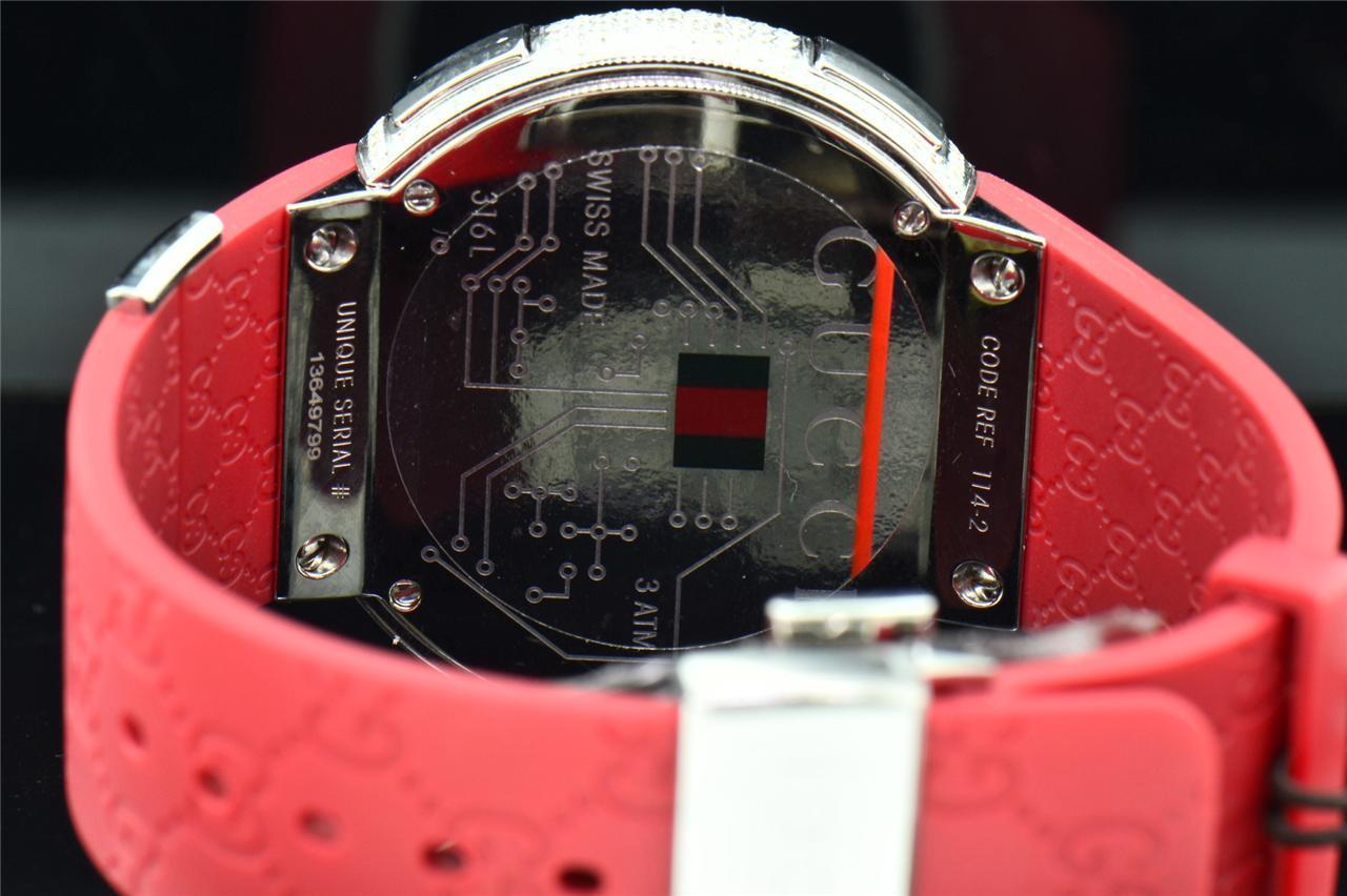 Mens Custom Full Case Digital Red I-Gucci YA114212 Genuine Diamond ...