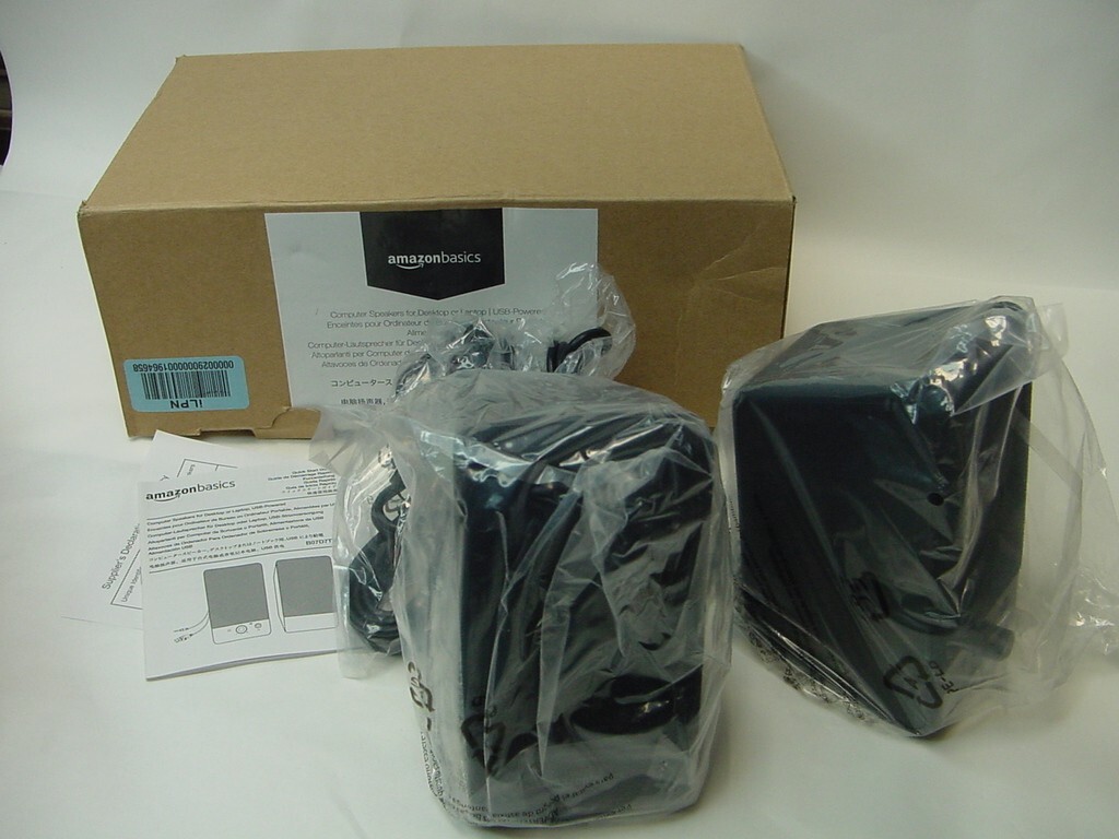 NEW - AMAZON BASICS COMPUTER SPEAKERS FOR DESKTOP OR LAPTOP USB POWERED ...