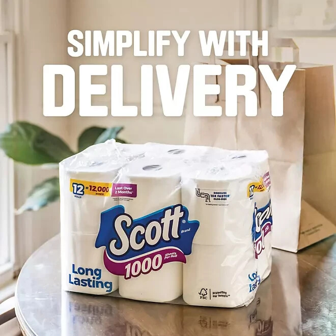 Scott 1100 1-Ply Toilet Paper (1100 sheets/roll, 36 rolls) Free ...