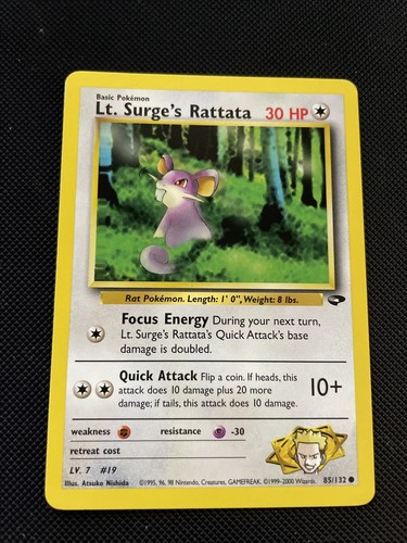 LT SURGE’S RATTATA COMMUNE - POKEMON 85/132 GYM CHALLENGE PROCHE NEUF ...