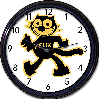 Felix the cat wall clock cartoon animal black cat kitten feline retro ...