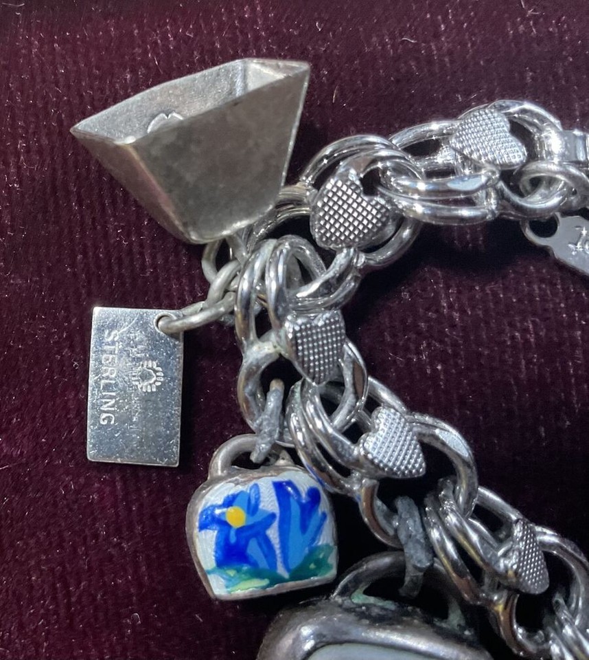 Vintage Monet Silver Tone Charm Bracelet w Sterling Silver .925 Charms ...