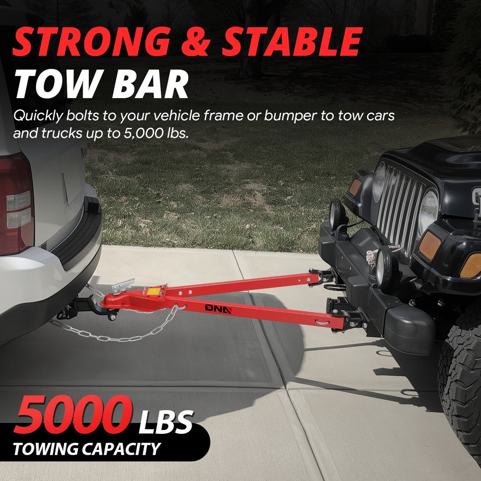 Adjustable Bumper Mount Tow Towing Bar 5000 lbs Fits 2-inch Ball Hitch ...