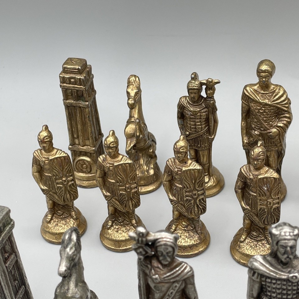 Pewter Vintage Set of Chess Pieces Roman Legion Vs. Vikings Complete | eBay