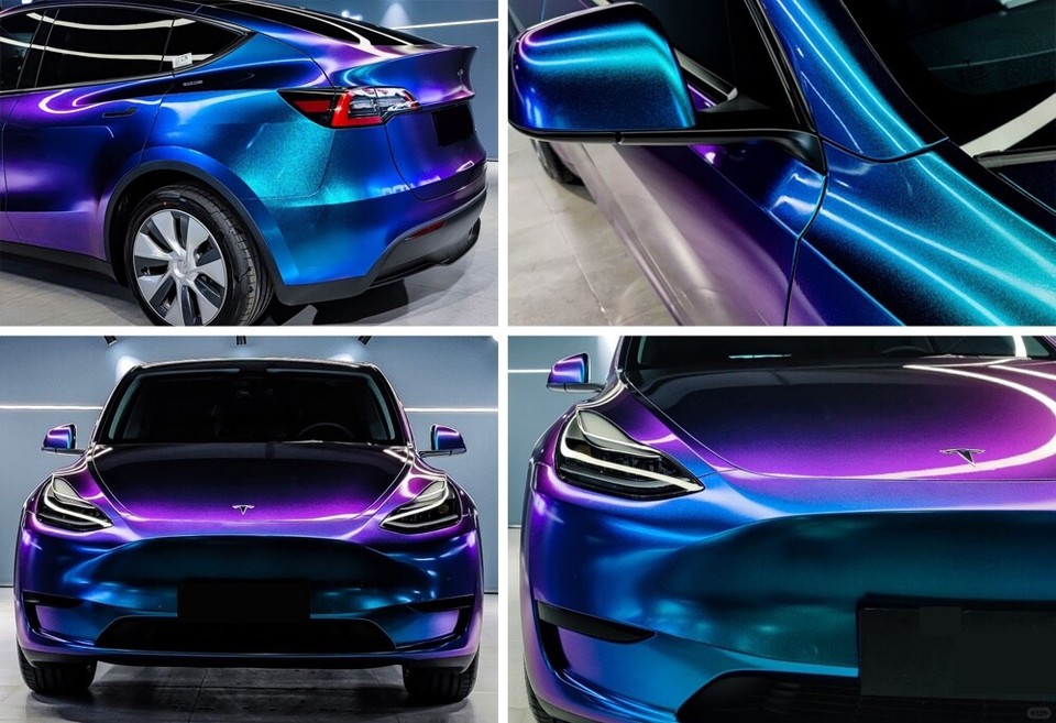 50ft x 5ft Gloss Metallic Chameleon Purple Teal Vinyl Film Wrap Air ...