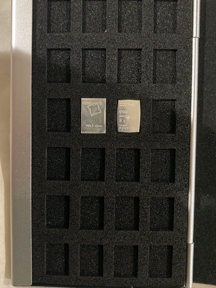 Silver Bullion bar Gold Bullion Bar Precious Metals Case + (2) 1gram ...