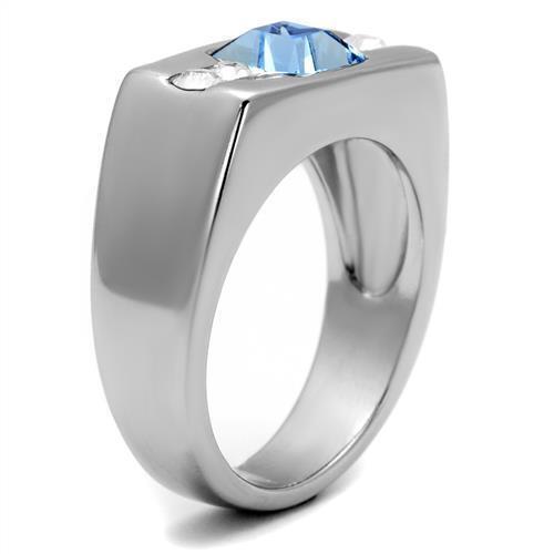 Men's Stainless Steel Triple AAA Grade Topaz Blue CZ Ring | eBay