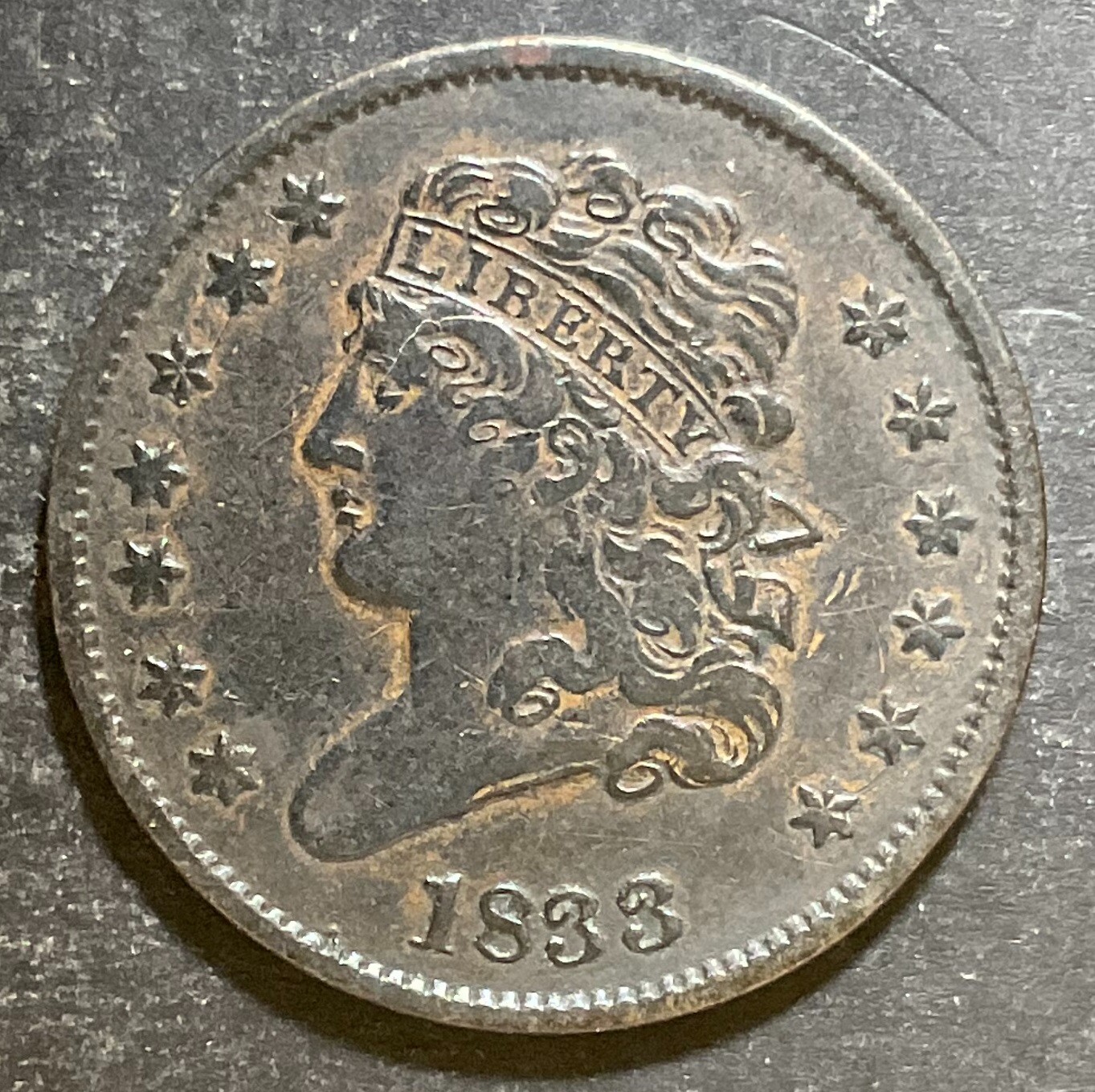 1833 Classic Head Half Cent tough colonial collector coin full Liberty ...