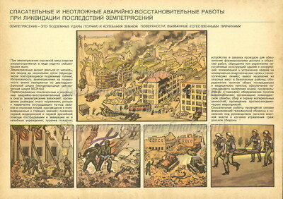 Soviet Russian Civil Defense Poster Print NBC RESCUE WORKS AFTER ...