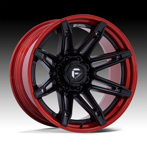 4/Fuel Fusion FC401MQ Brawl Matte Black / Red Lip 24x12 8x180 -44mm | eBay