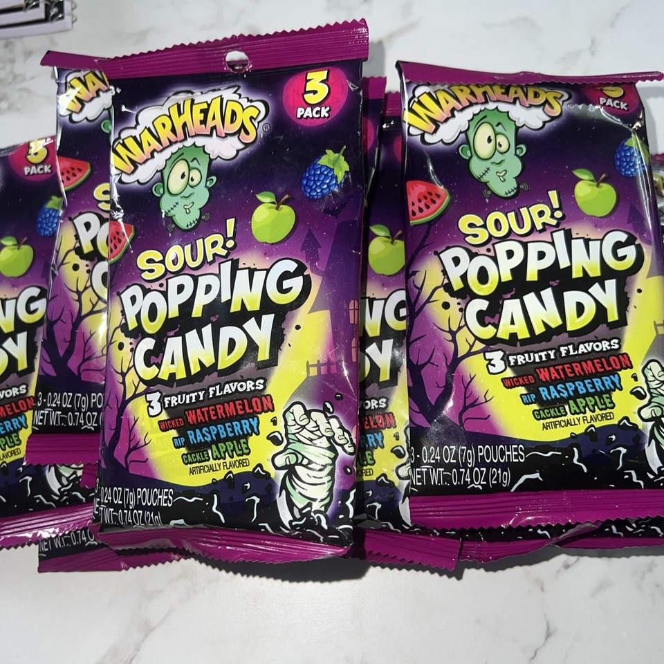 NEW Halloween Warheads Sour Popping Candy 3 pack 3 Fruit Flavors | eBay