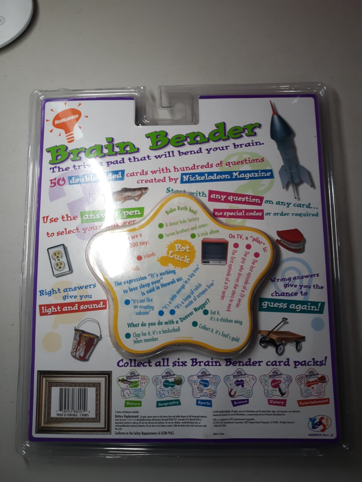 Nickelodeon+Brain+Bender+Trivia+Electronic+Learning+Game+1995+Vintage ...