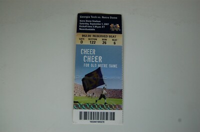 2007 Notre Dame - Georgia Tech College Football Ticket | eBay