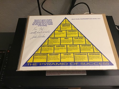 John Wooden Signed Pyramid of Success Personalized Autograph JSA ...