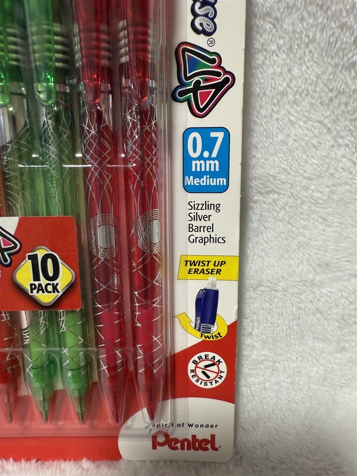 NEW PENTEL TWIST-ERASE UP 0.7MM MEDIUM LEAD MECHANICAL PENCILS SILVER ...