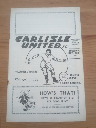 Carlisle United V Tranmere Rovers 1961/62 Division 4 Programme | eBay UK