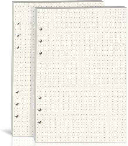 2 Pack A5 Dot Grid Paper,100GSM Thick,6-Hole Punched,A5 Dotted Paper ...