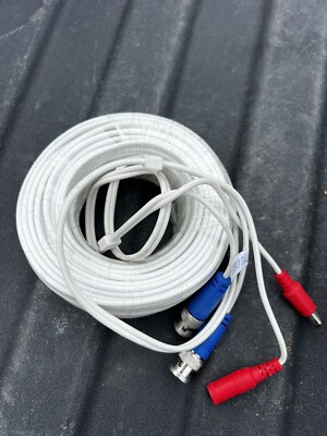 60ft Video Power Cable BNC for Swann Q-see Lorex Security Camera White ...