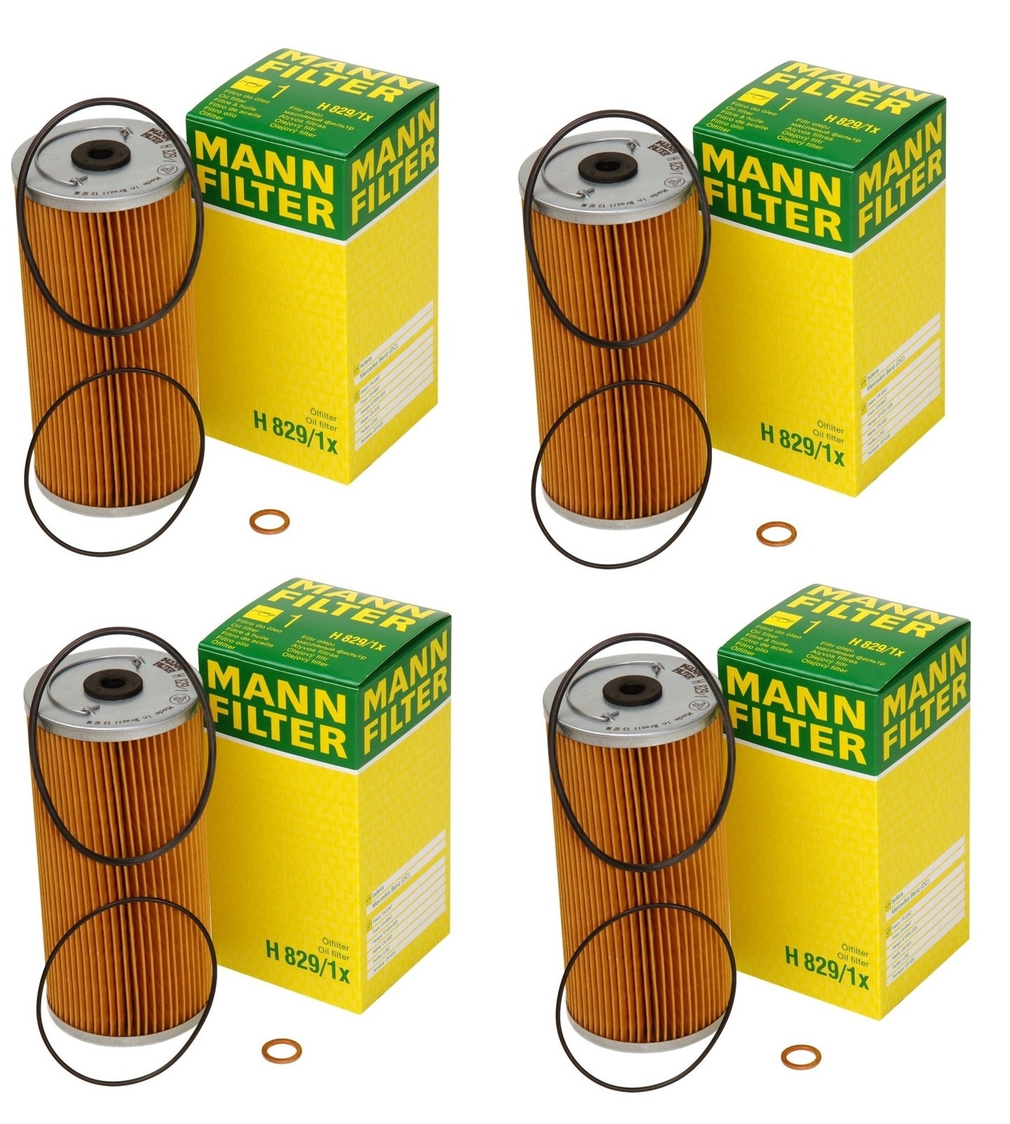 NEW Set of 4 Oil Filter Kits Mann For Mercedes Benz 400E 400SE 500E ...
