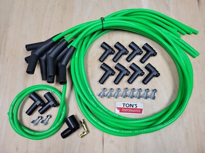 Ton's 45 / 135* 8mm Hot Lime Spark Plug Wires Universal Chevy GM HEI ...