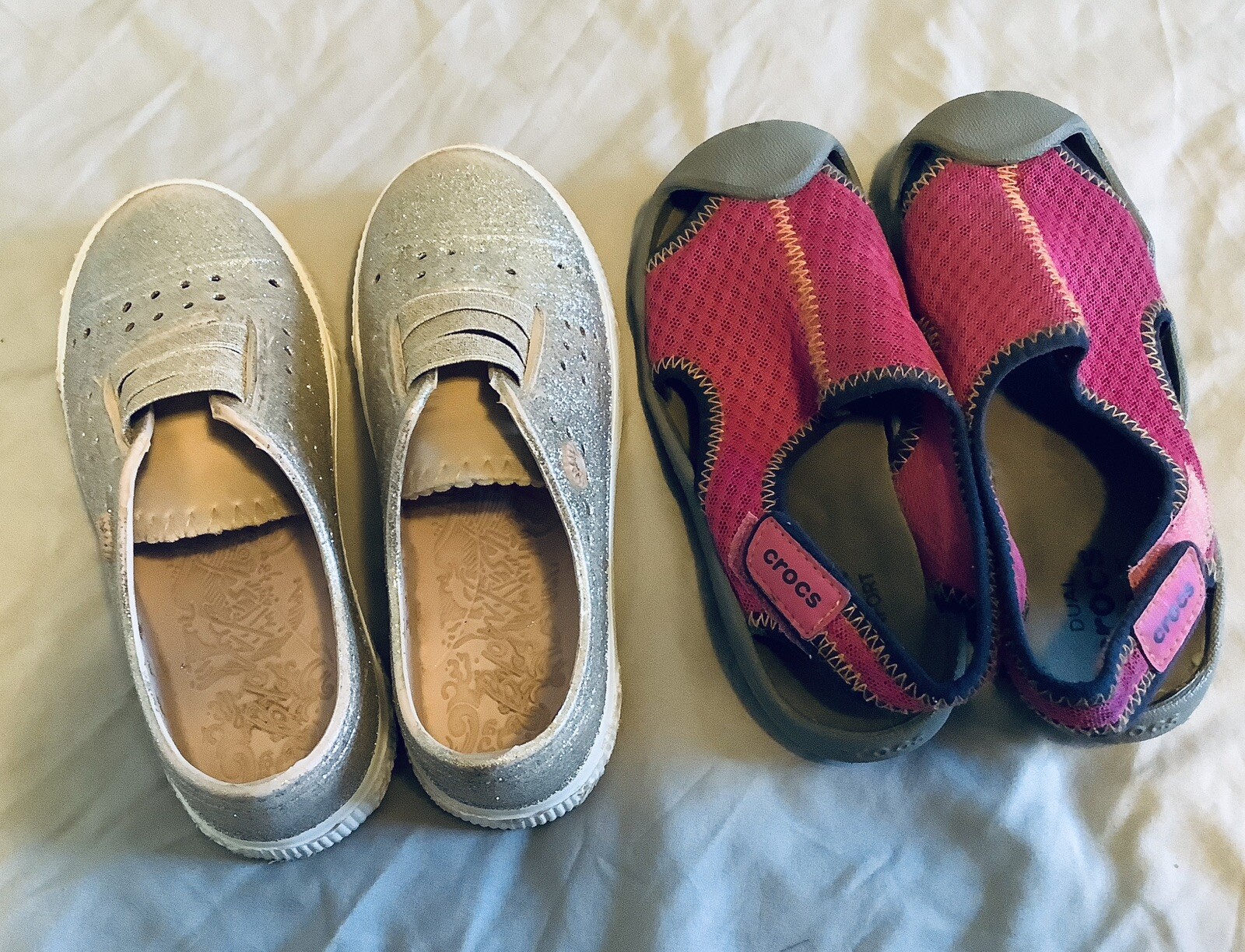 Girls Size 12 Shoes Bundle Of 2 Water Shoes Crocs Sparkle Seashell | eBay