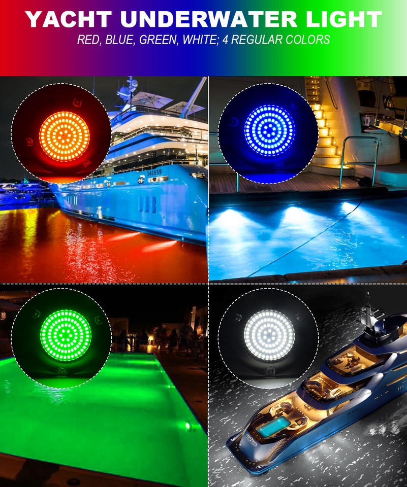 60W Stainless Steel 90 LED Underwater Pontoon Marine/Boat Transom Light ...