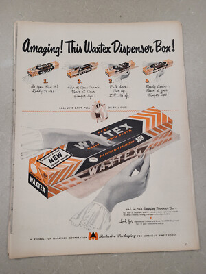 1950 VTG Orig Magazine Ad Waxtex Wax Paper With Dispenser Box AMAZING ...