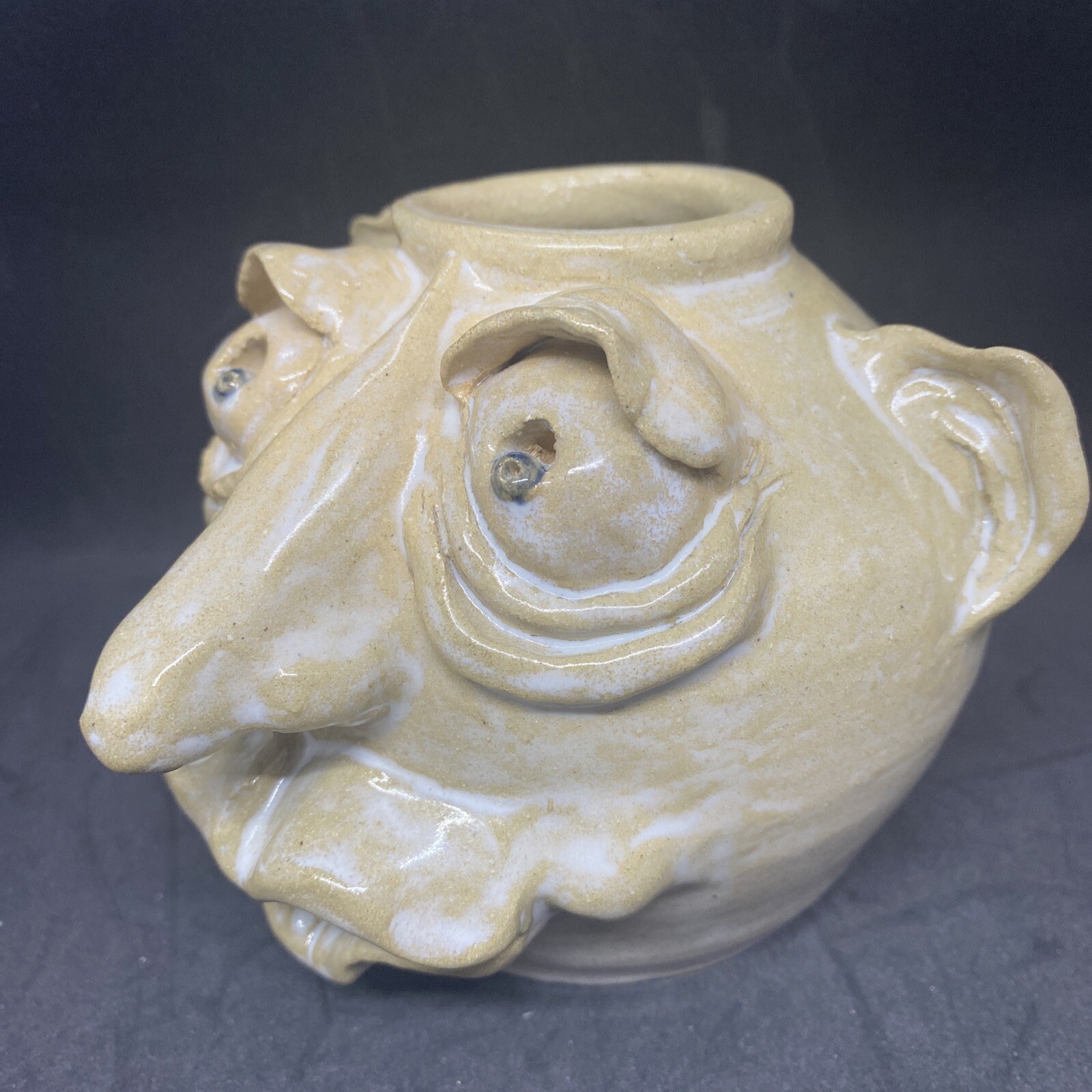 2006 Signed Glazed Ugly Face Folk Art Pottery Vase Jar | eBay