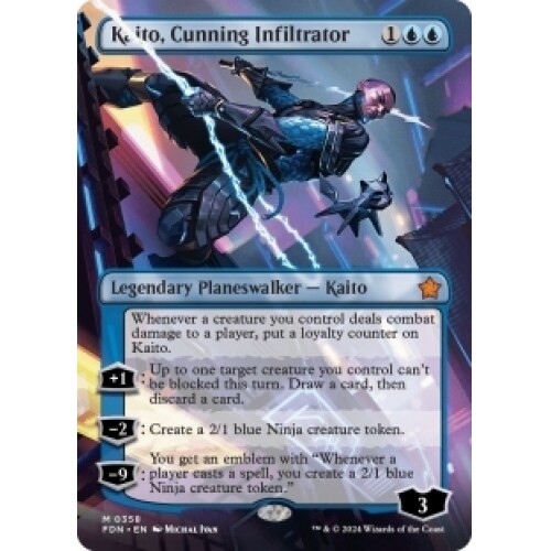 KAITO, CUNNING INFILTRATOR (BORDERLESS) Foundations FDN Planeswalker ...