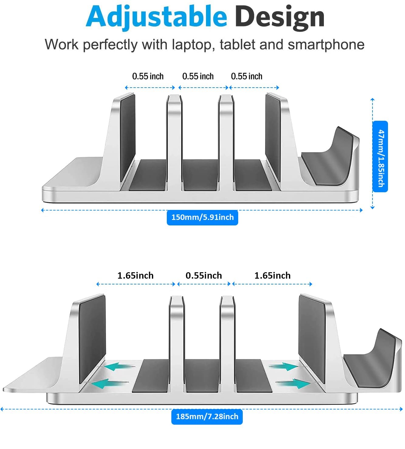 Vertical Laptop Stand Holder - 3 Slot Adjustable Dock, Space-Saving ...
