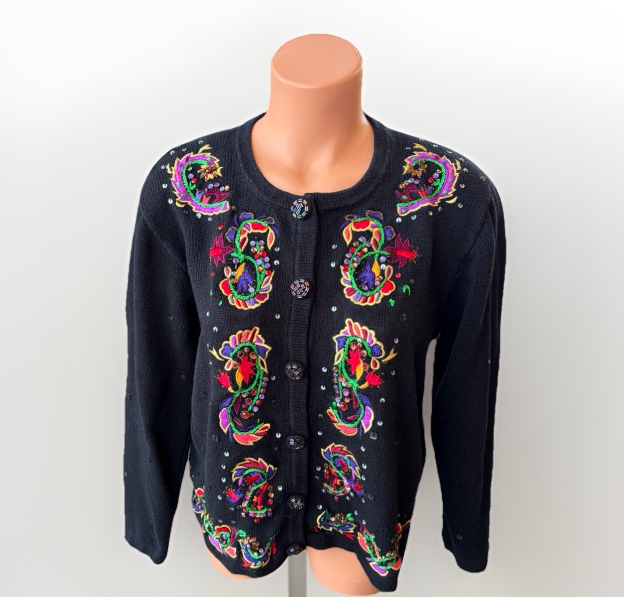 Jack B. Quick Vintage Embellished Black Cardigan Swea… - Gem