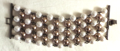 Sharon Case Wide Gunmetal Link Chain 2 Tone Beaded Bracelet | eBay
