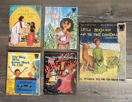 7 Lot- VTG Arch Book Bundle. 6 Books, Cassette Children's Bible Stories ...