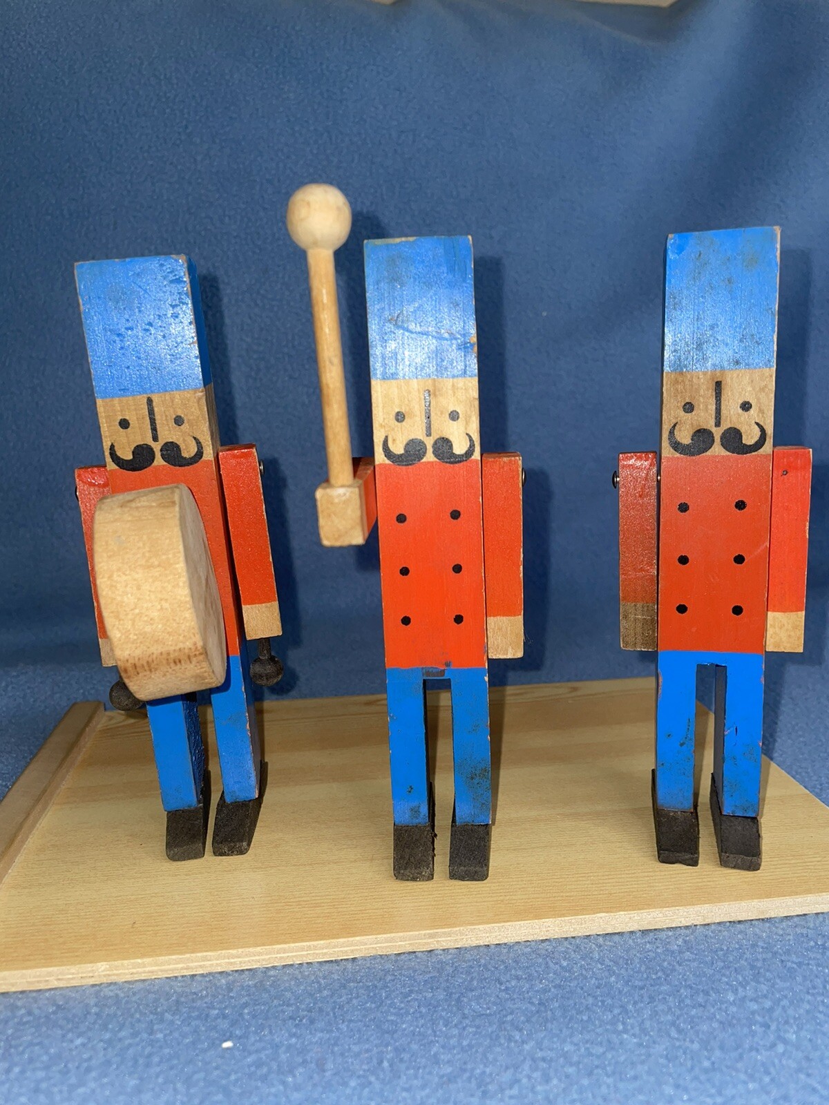 VTG Old Wood Marching Band Figures 3 Men Fun Old Toys 6" Toy Soldiers ...